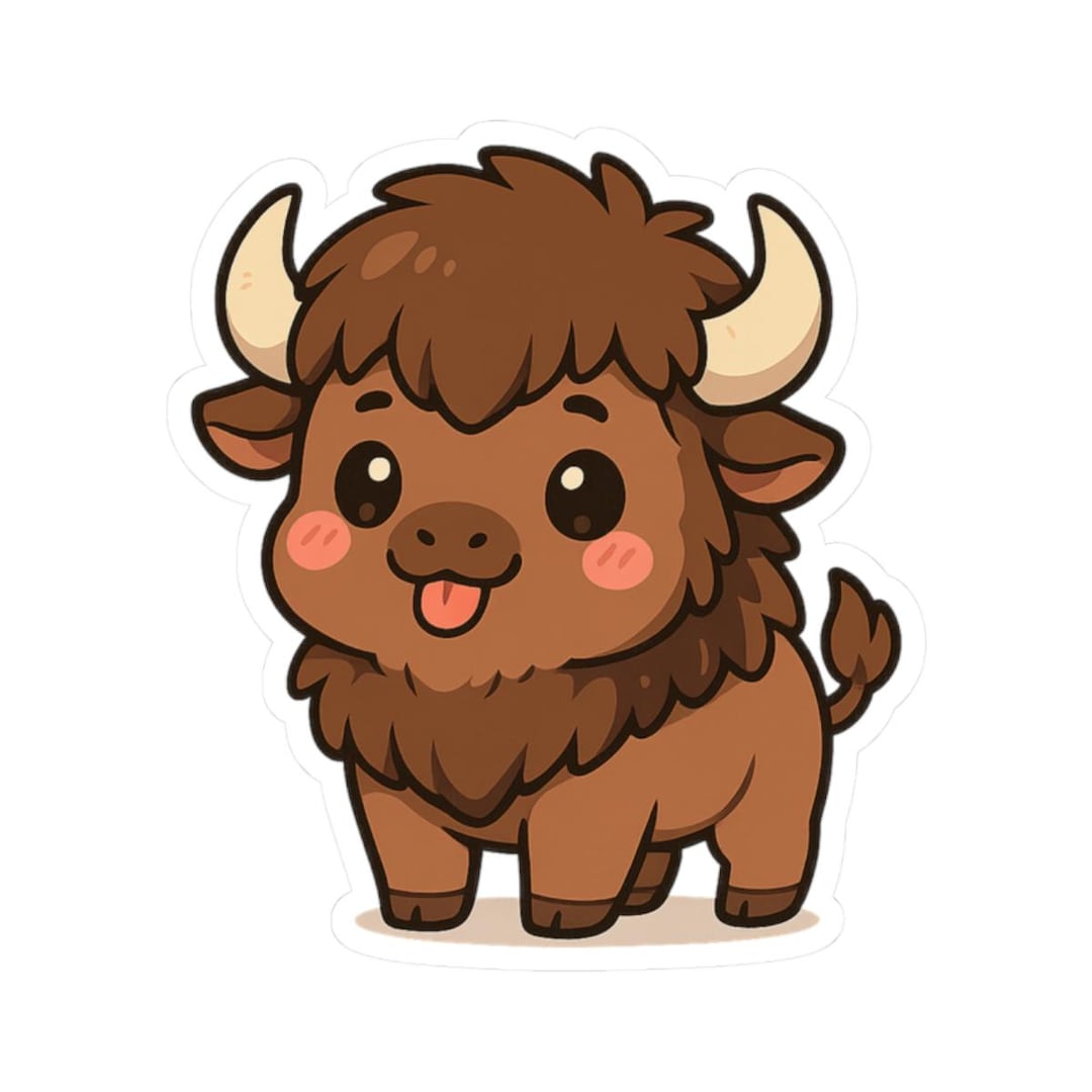 Kawaii Bison Cartoon Cute Animal Art Naklejka ze Zwierzęciem | Słodka ...