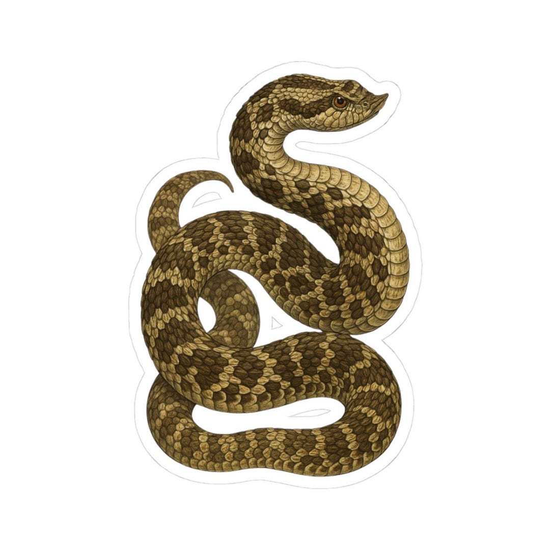Rattlesnake Coiled Illustration Pen Ink Nature Sticker | Biopunk ...