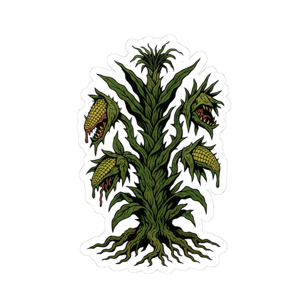 Mutant Corn Monster Biopunk Science Art Sticker | Biopunk Ambience ...
