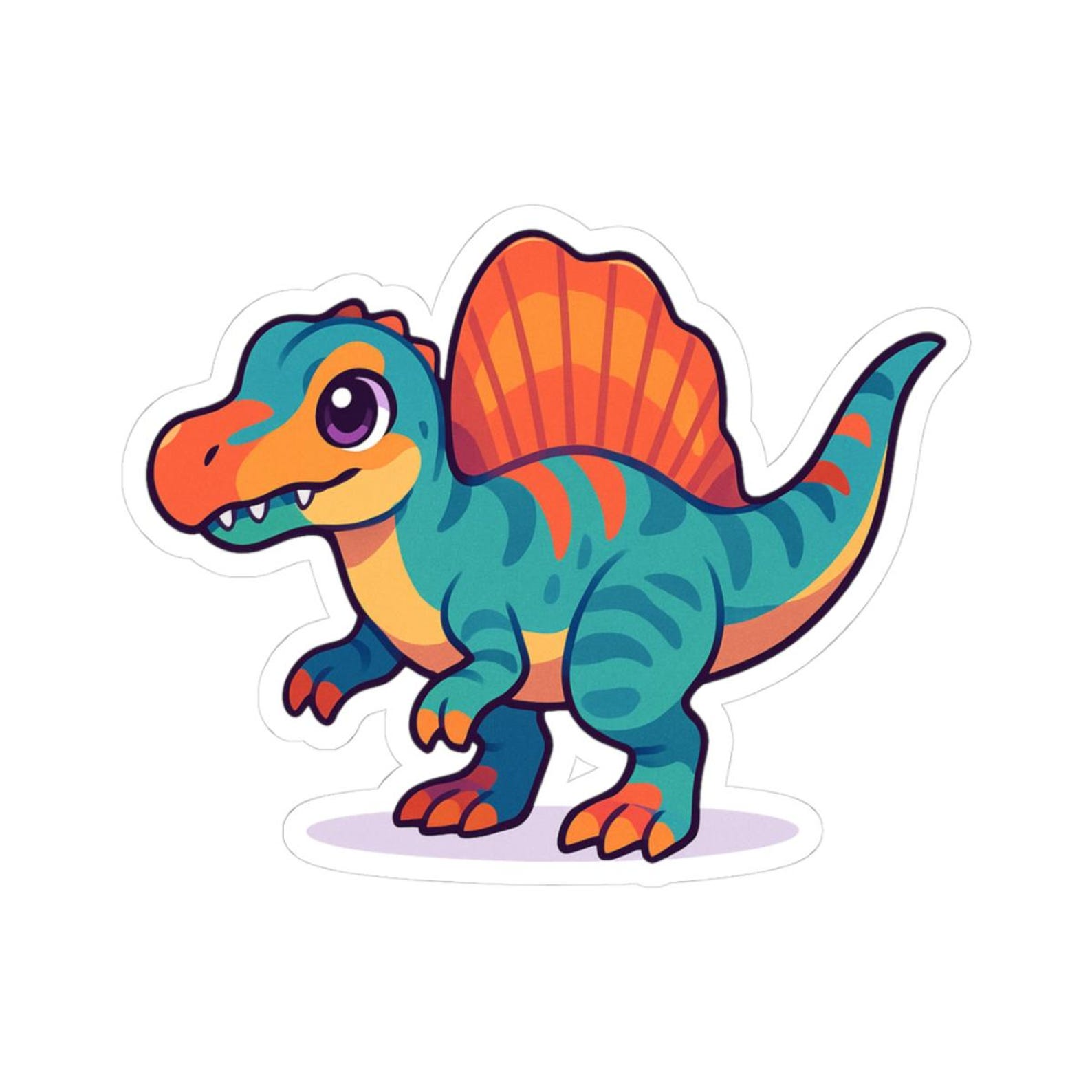 Cute Spinosaurus Cartoon Dinosaur Adventure Sticker | Biopunk Ambience ...