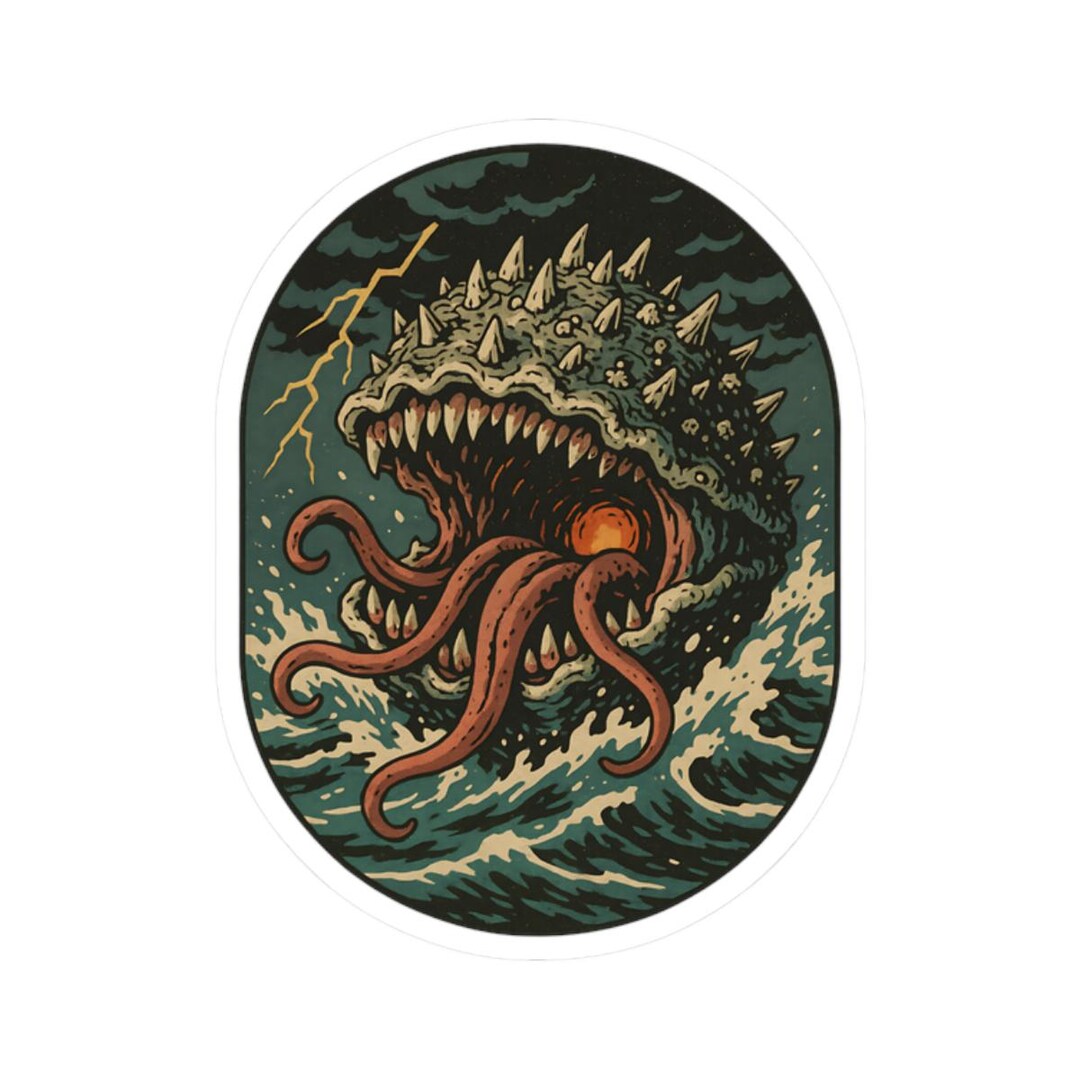Tentacled Sea Monster Kraken Storm Comic Art Fantasy Sticker | Cute ...