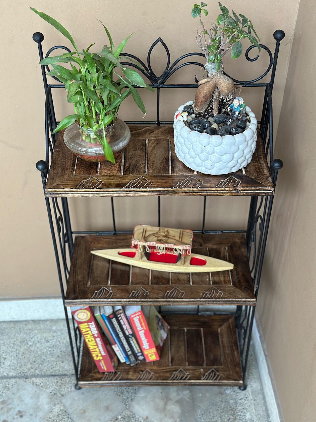 Iron Frame Wooden Stand/ Rack/table Self Standing With Multiple Shelves ...