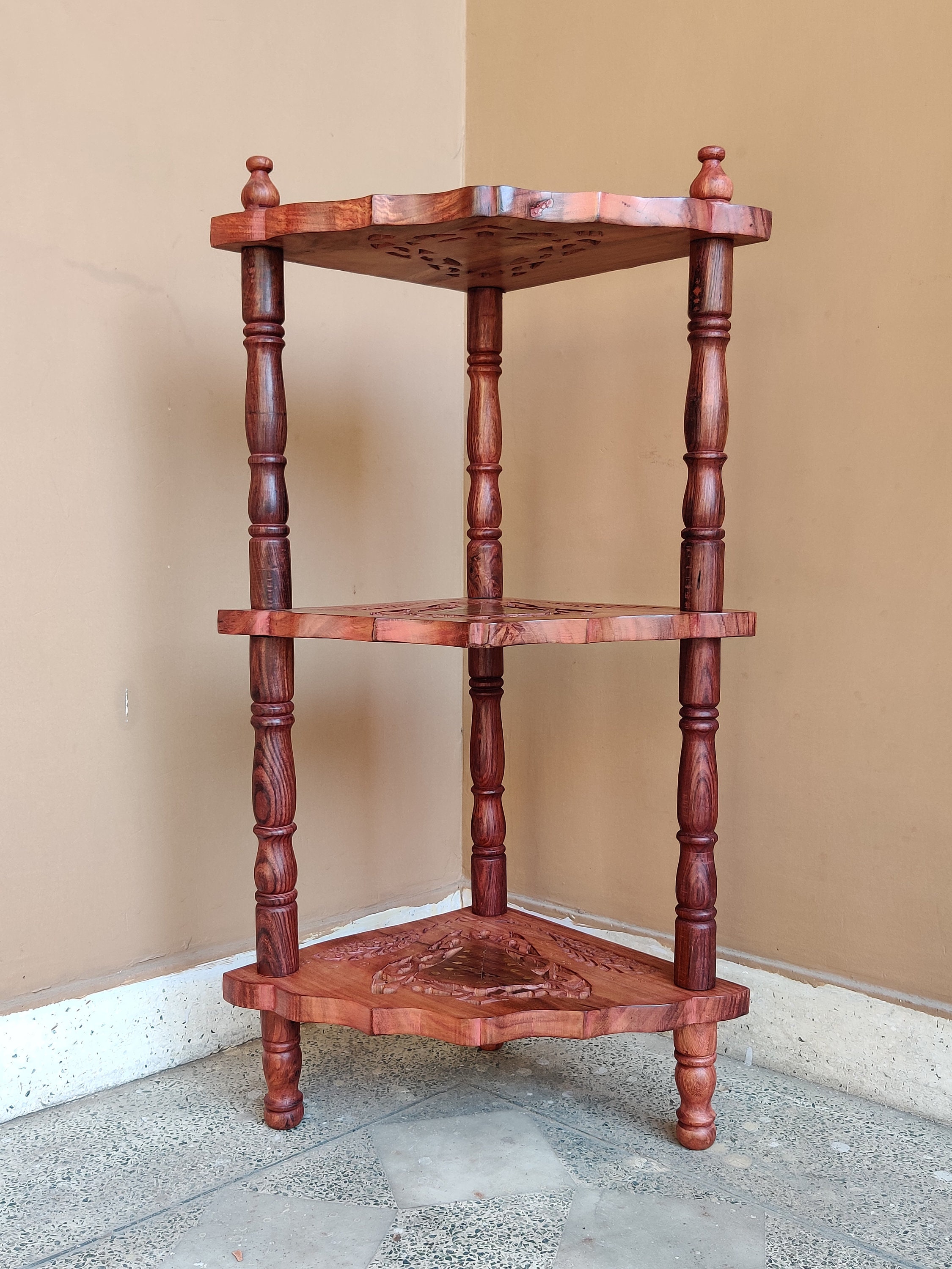 Wooden Corner Stand/ Shelve/corner Table - Etsy