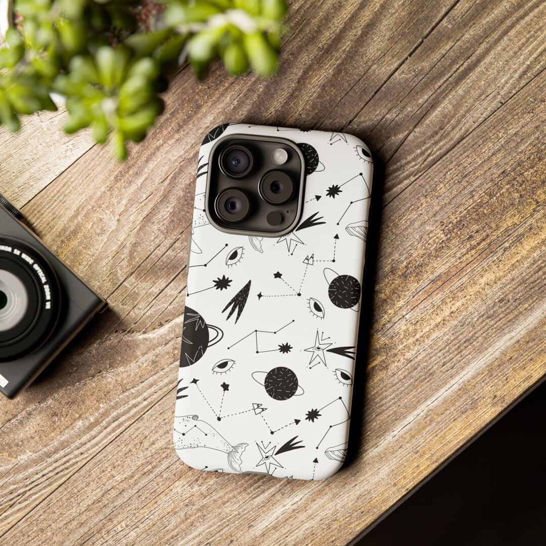 Constellations Black and White Hard Phone Case, Celestial Galactic Evil ...