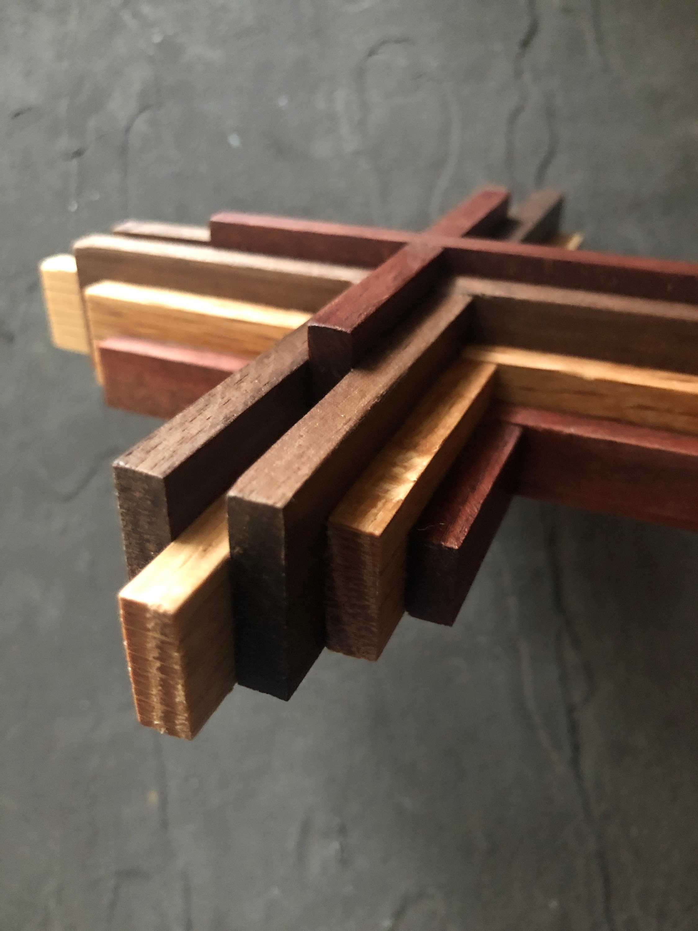 Wooden Hanging Cross With Inlay - Etsy