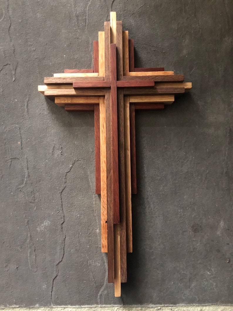 Wooden Hanging Cross With Inlay - Etsy
