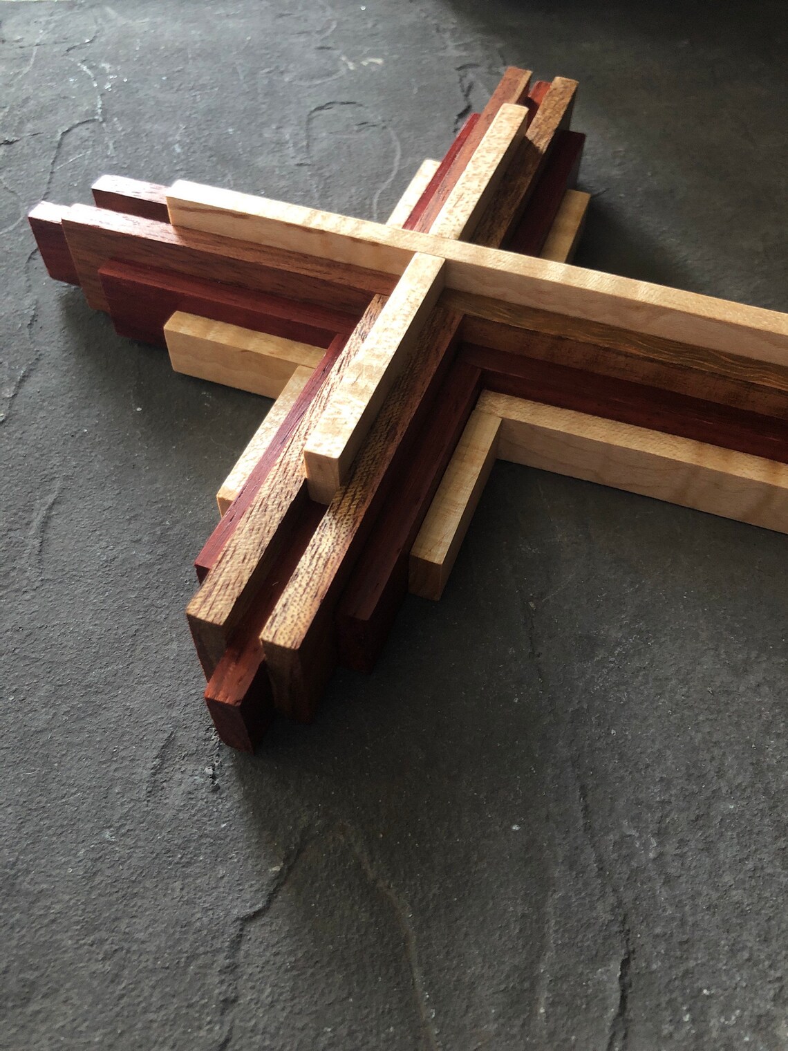 Wooden Hanging Cross With Inlay - Etsy