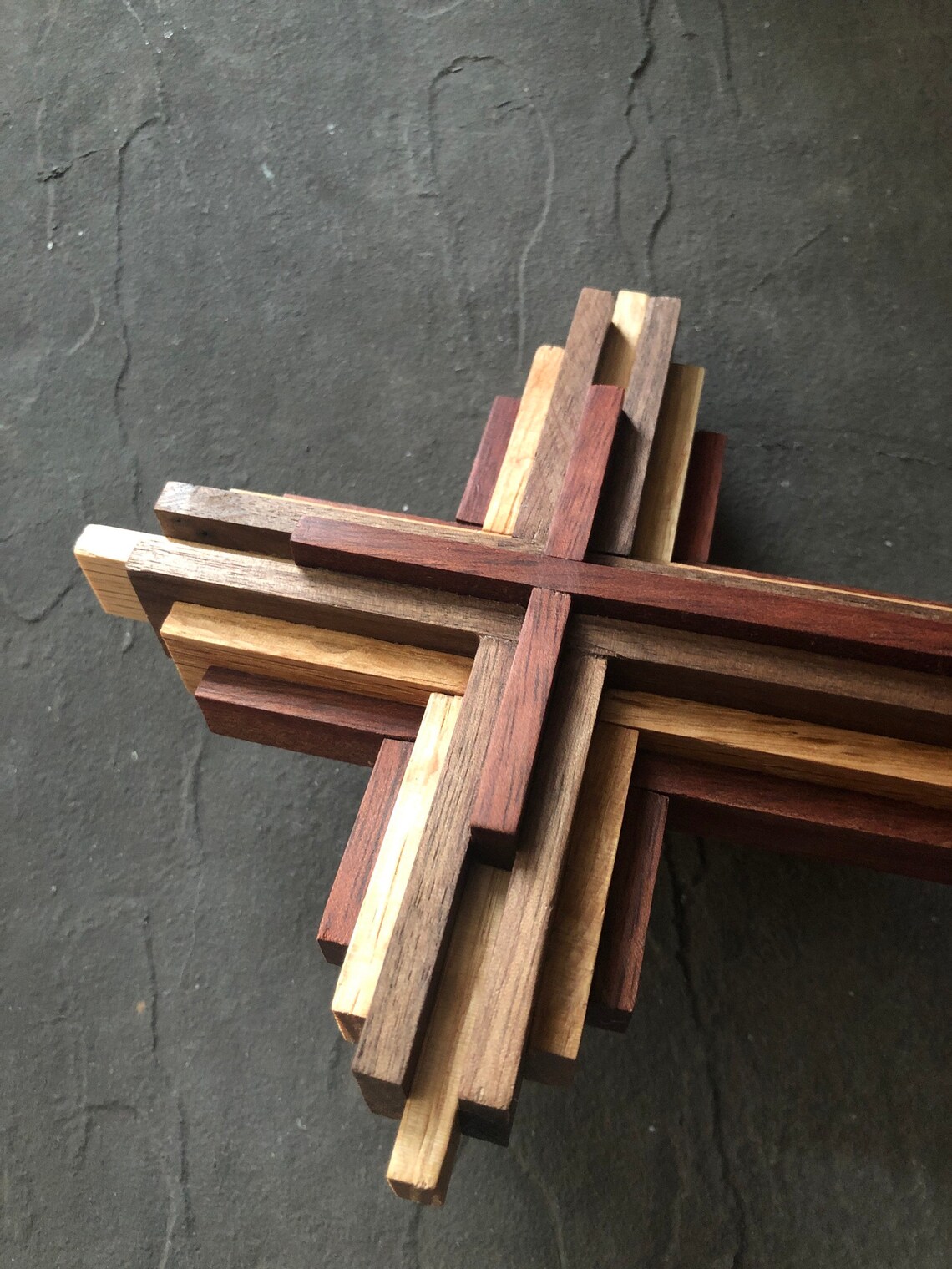 Wooden Hanging Cross With Inlay - Etsy