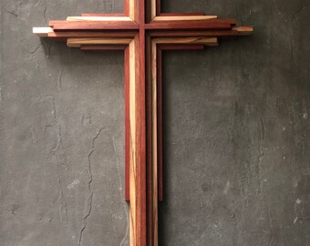 Wooden Hanging Cross With Inlay - Etsy
