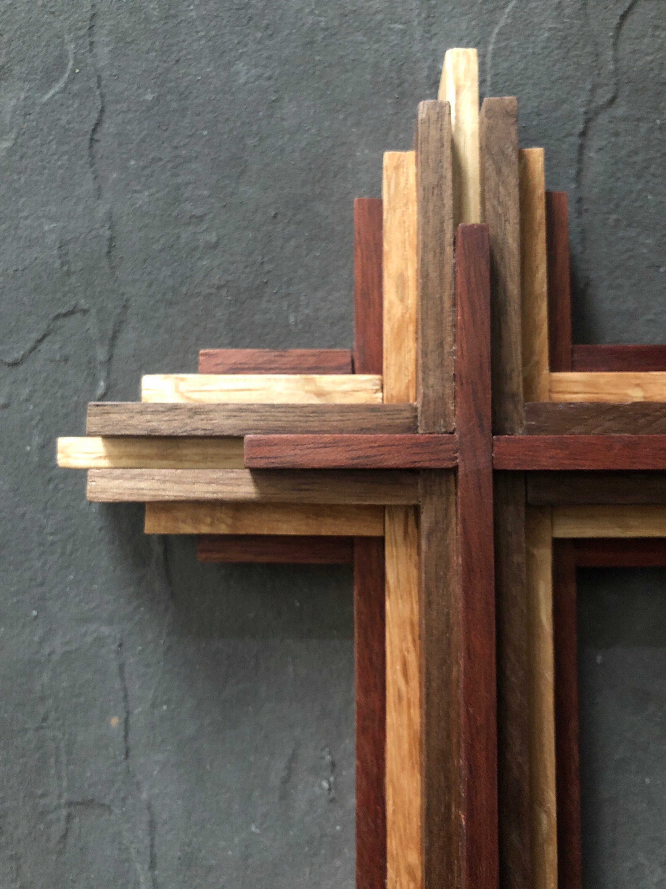 Wooden Hanging Cross With Inlay - Etsy