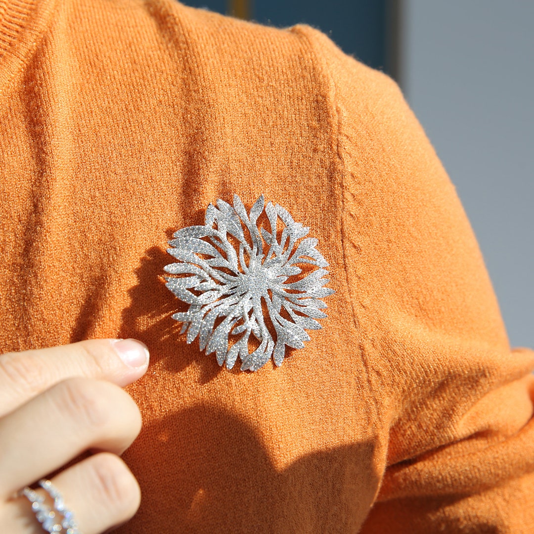 Large Rounded Evergreen Silver Brooch With Pendant by Sophiahn Jewelry ...