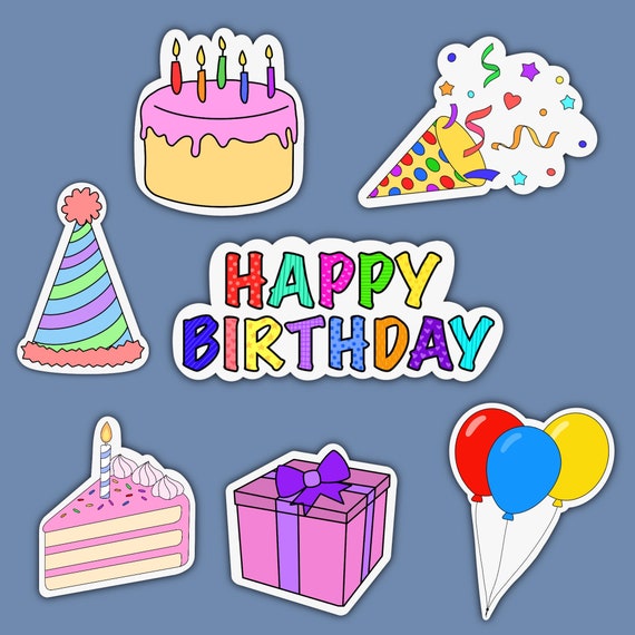 Happy Birthday Sticker Pack | Etsy