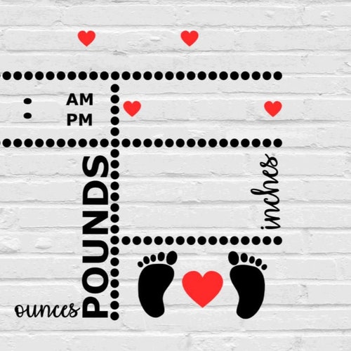 Baby Stats Bundle SVG Baby Birth Announcement Template Svg - Etsy