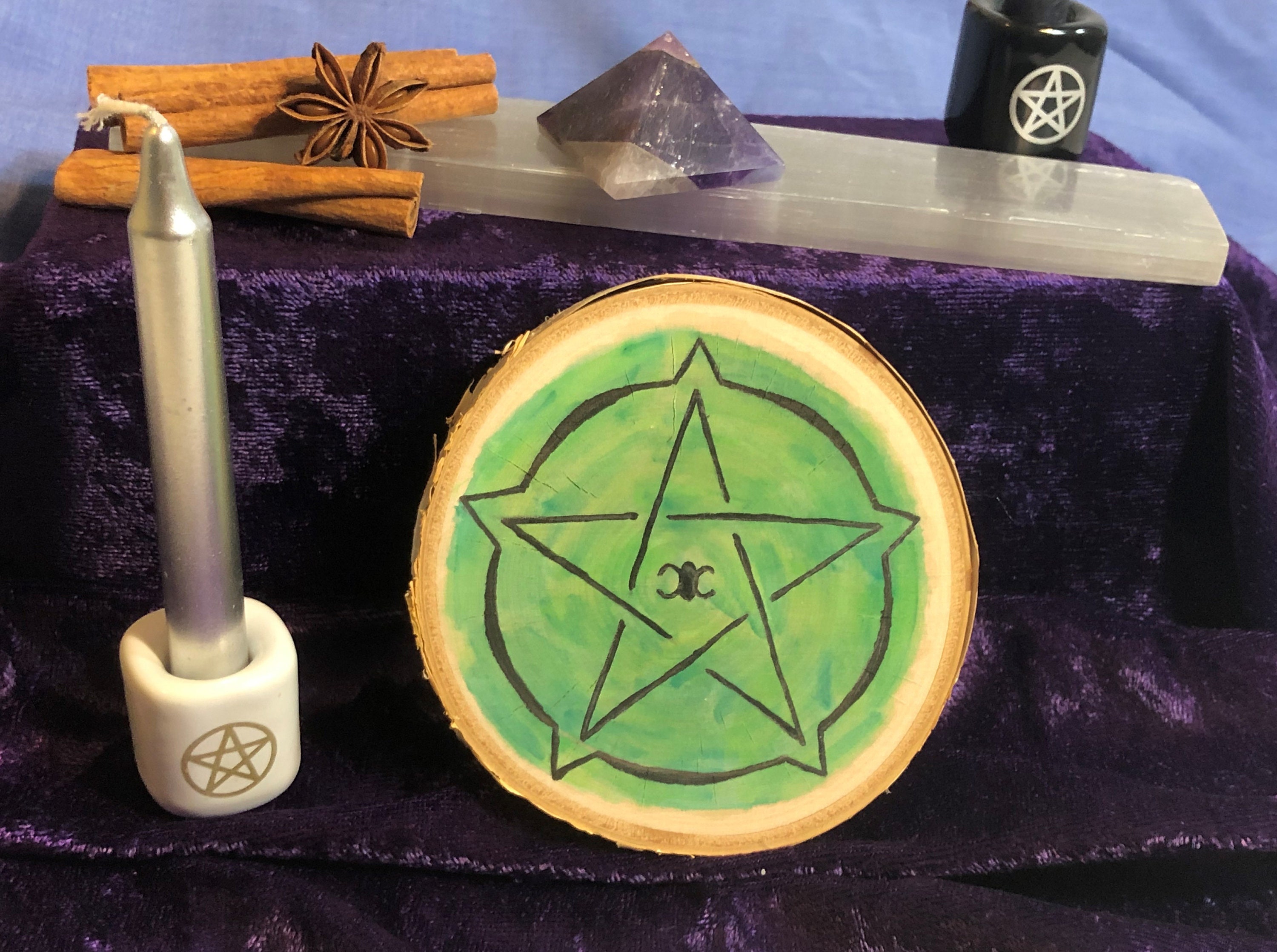 Water Color Wooden Pentacle Altar Tile - Etsy