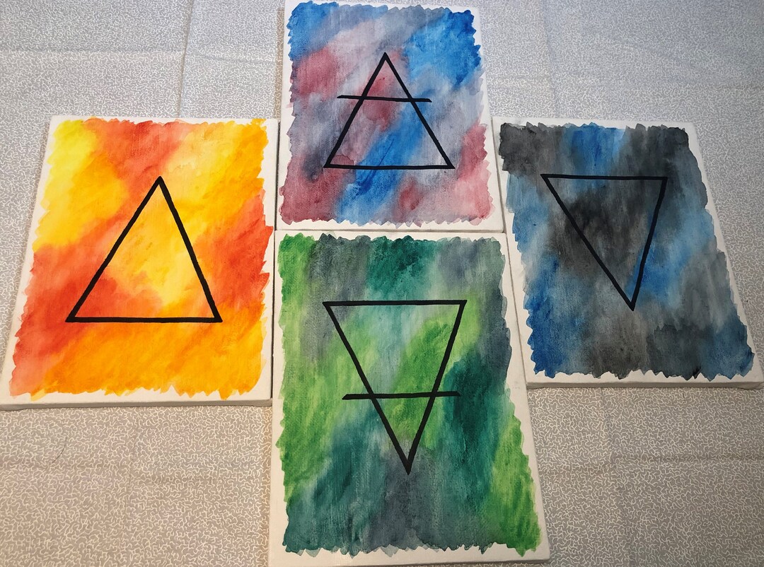 Set of 4 Elements Alchemy Symbols Watercolor Canvases 6 X 8 - Etsy