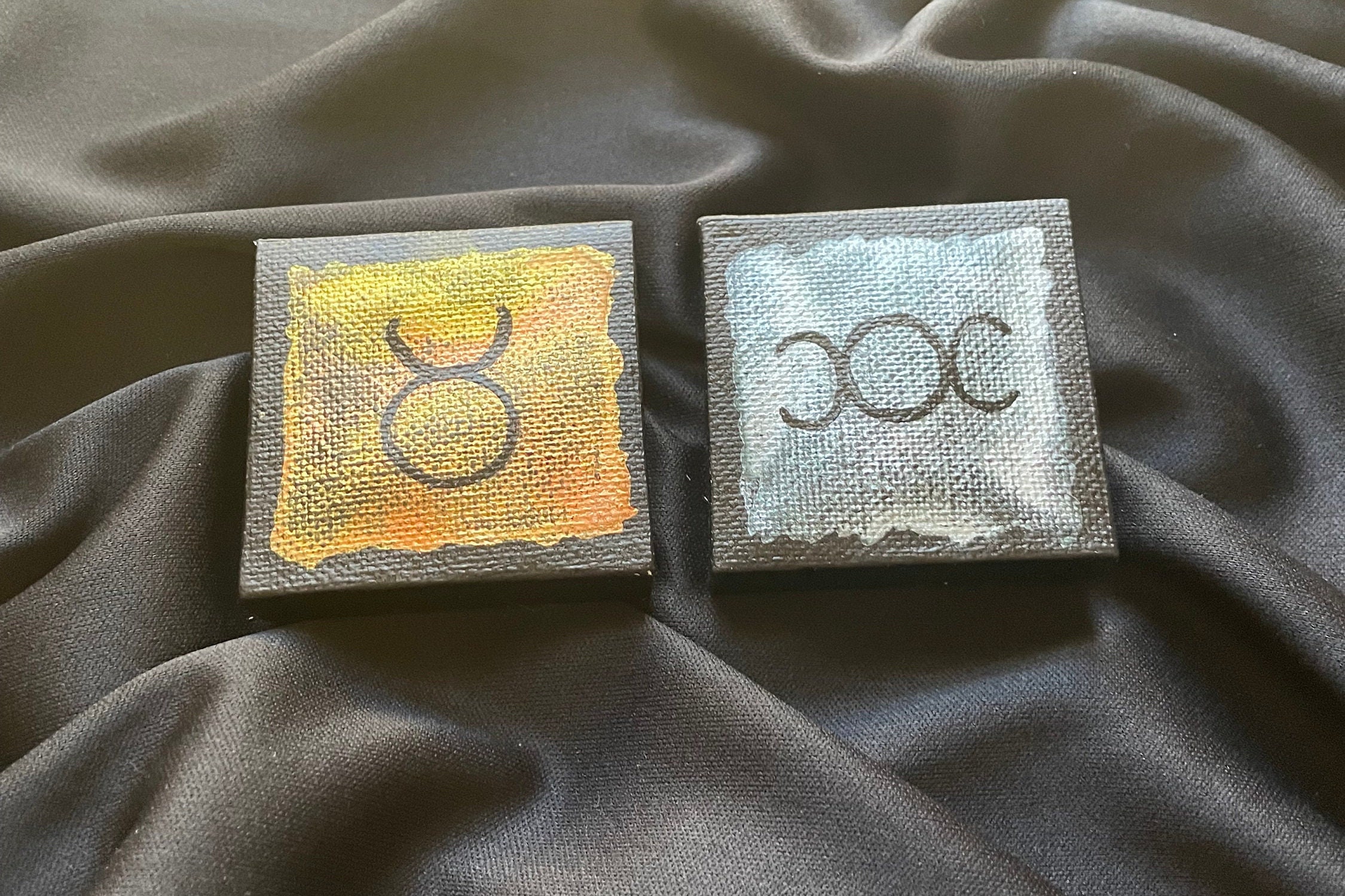 Set of Horned God and Triple Goddess Symbols Metallic Watercolor on ...