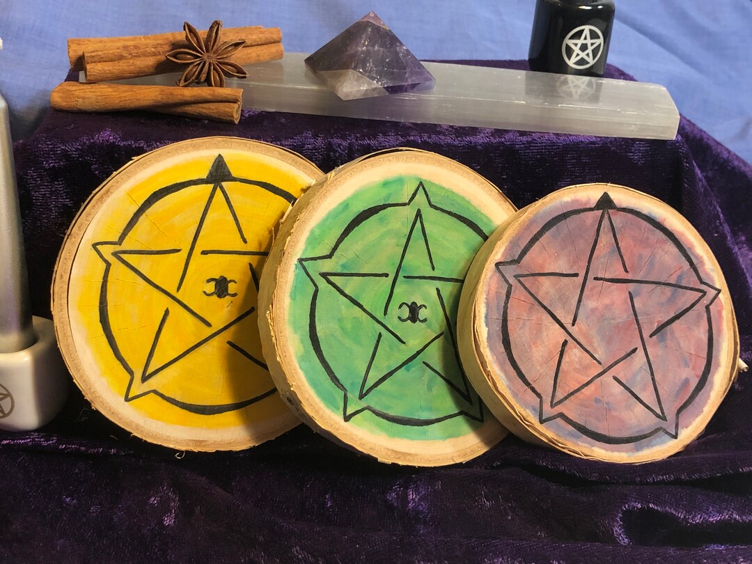 Water Color Wooden Pentacle Altar Tile - Etsy