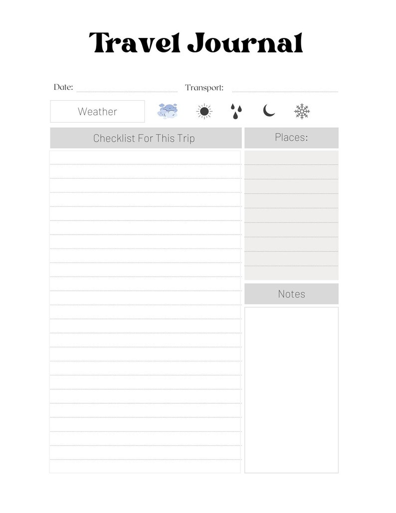 Simple Editable Travel Journal Printable Travel Journal - Etsy