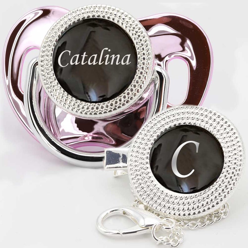 Metallic & Silver-black Custom Pacifier With Personalized - Etsy