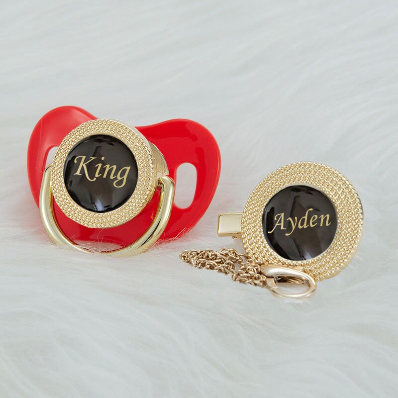 Black & Gold Custom Pacifier with Personalized baby's name | Etsy