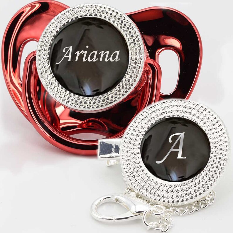 Metallic & Silver-black Custom Pacifier With Personalized - Etsy