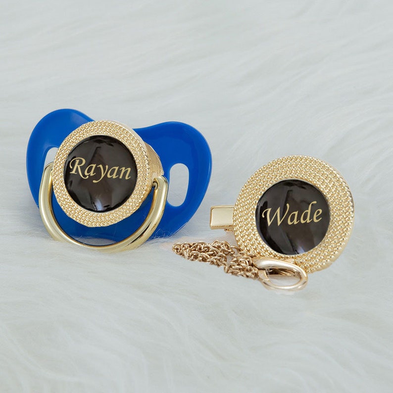 Black & Gold Custom Pacifier With Personalized Baby's Name - Etsy