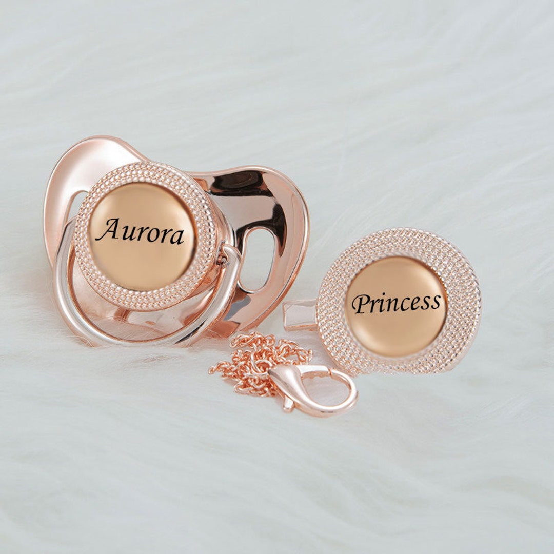 Metallic Rose Gold Custom Pacifier With Personalized Baby's Name Gift ...