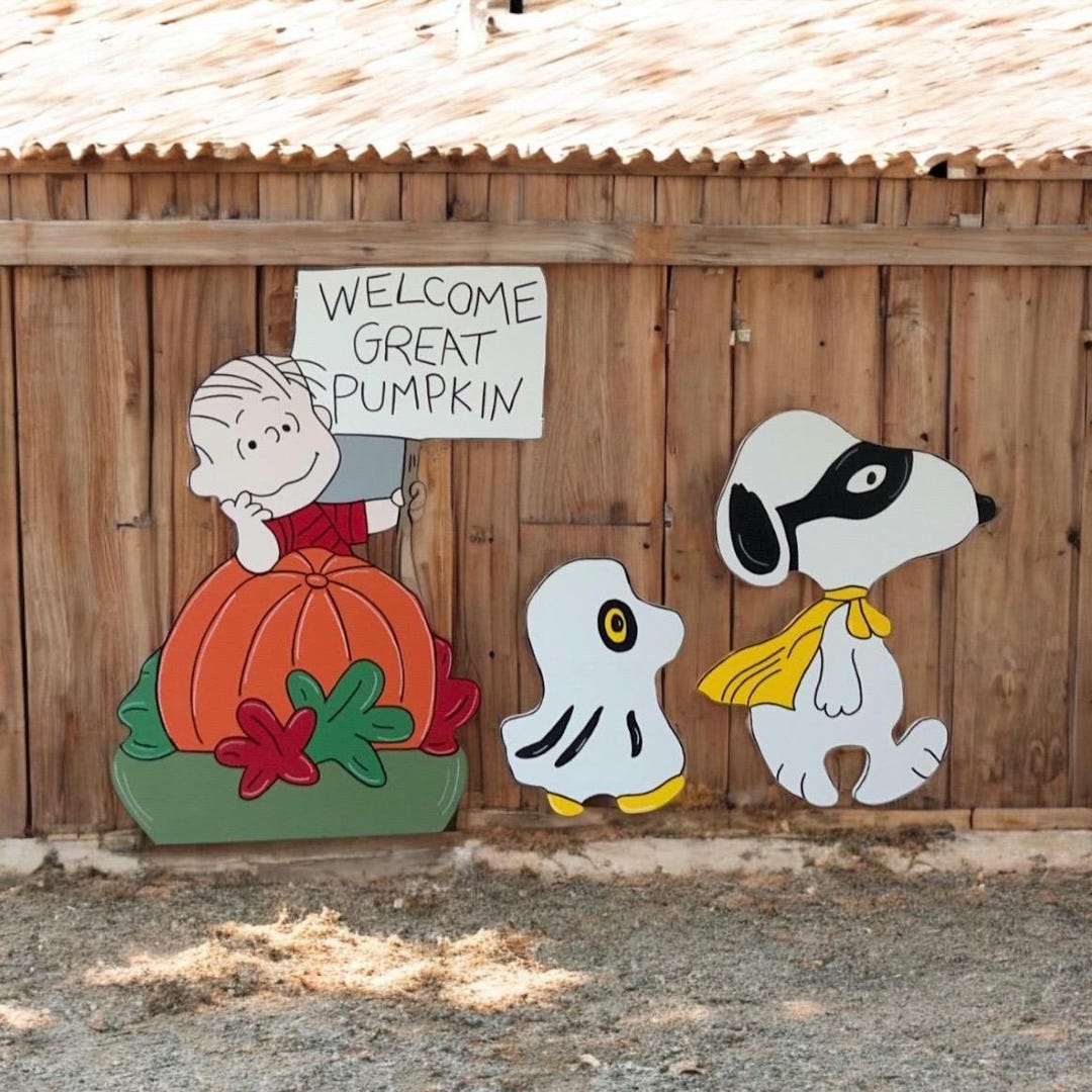 Snoopy Ghost Pumpkin Yard Art - Etsy