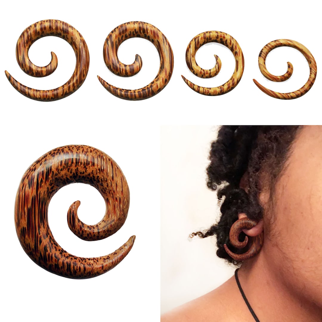 Coconut Wood Spiral Hangers Brown Coil Circular Tapers Natural Organic ...