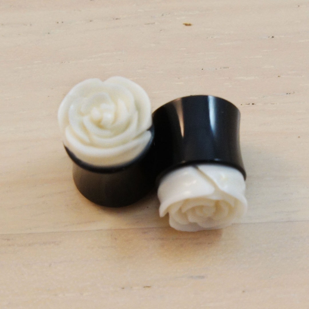 Bouchon de klaxon avec accent de rose sculpté Bouchons 8mm 0G 10mm 00G ...