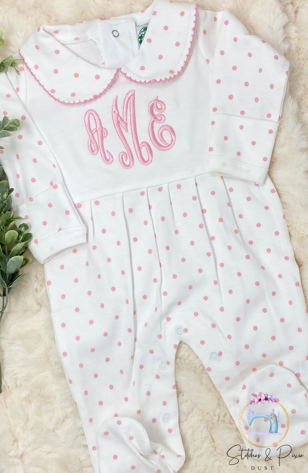 Baby Girl Outfit/monogrammed Personalized Footie/new Baby/baby Shower ...
