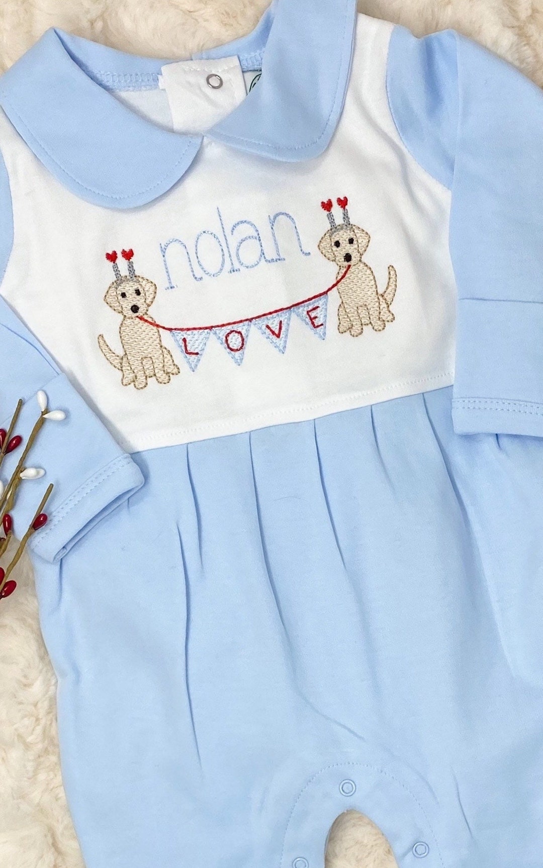 Baby First Valentine Dayoutfit/monogrammed Personalized Footie/heart ...