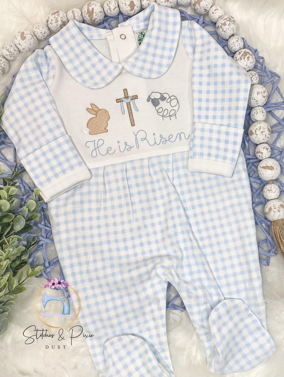 Baby First Easter Outfit/monogrammed Personalized Footie/cross, Bunny ...
