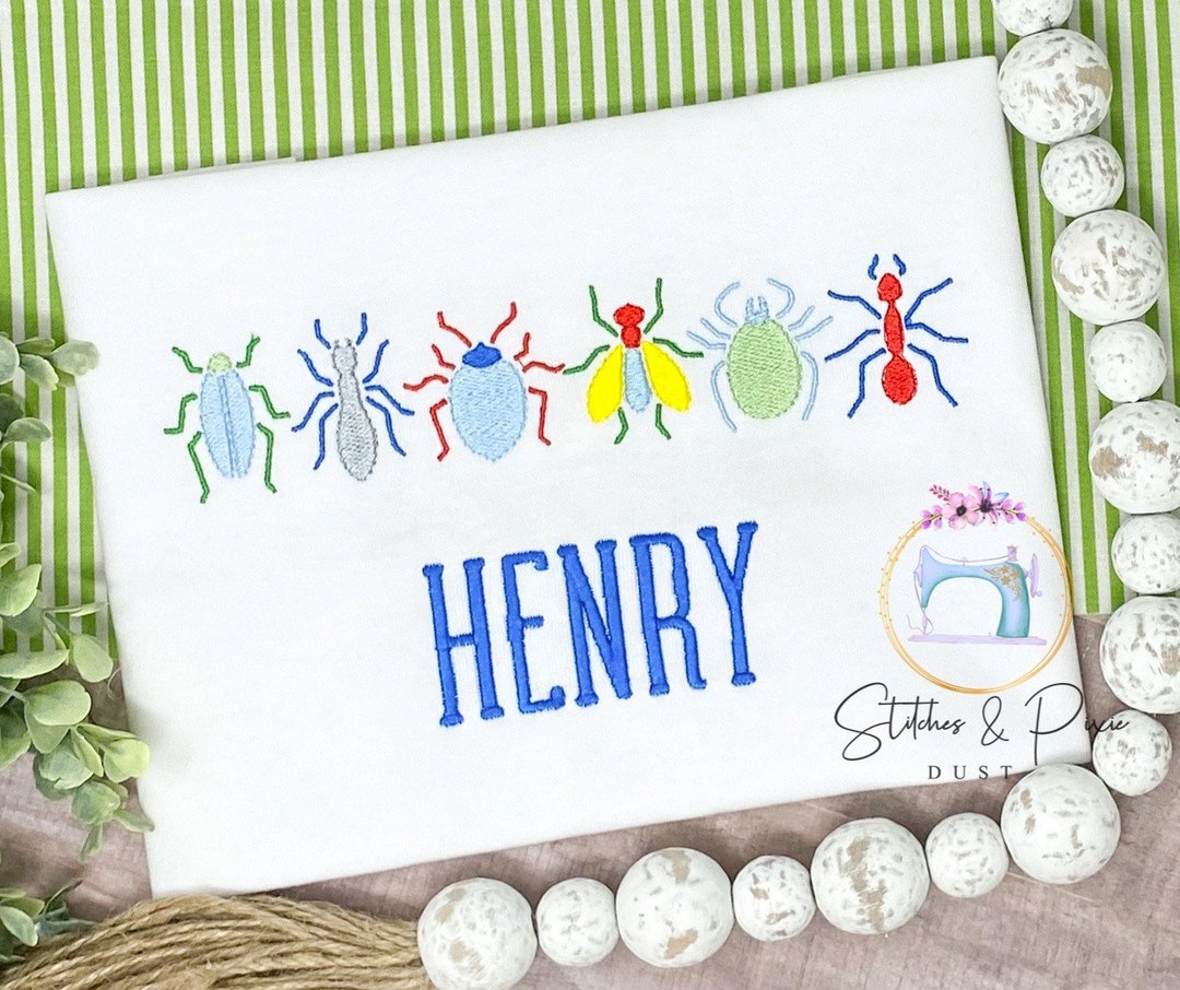 Boys Bugs Personalized Shirt/ant, Fly Bug Bubble/toddler Row of Bugs ...