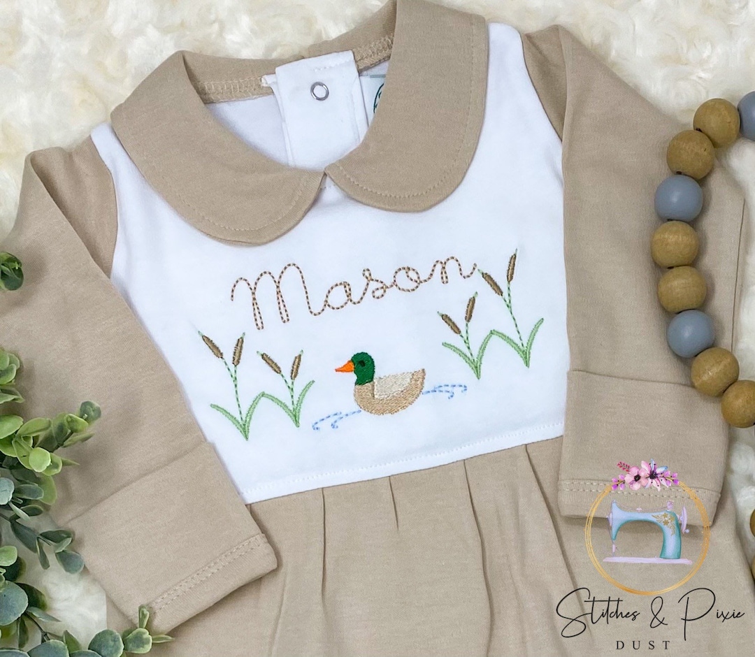 Baby Boy Mallard With Cattails Outfit/monogrammed Personalized Footie ...
