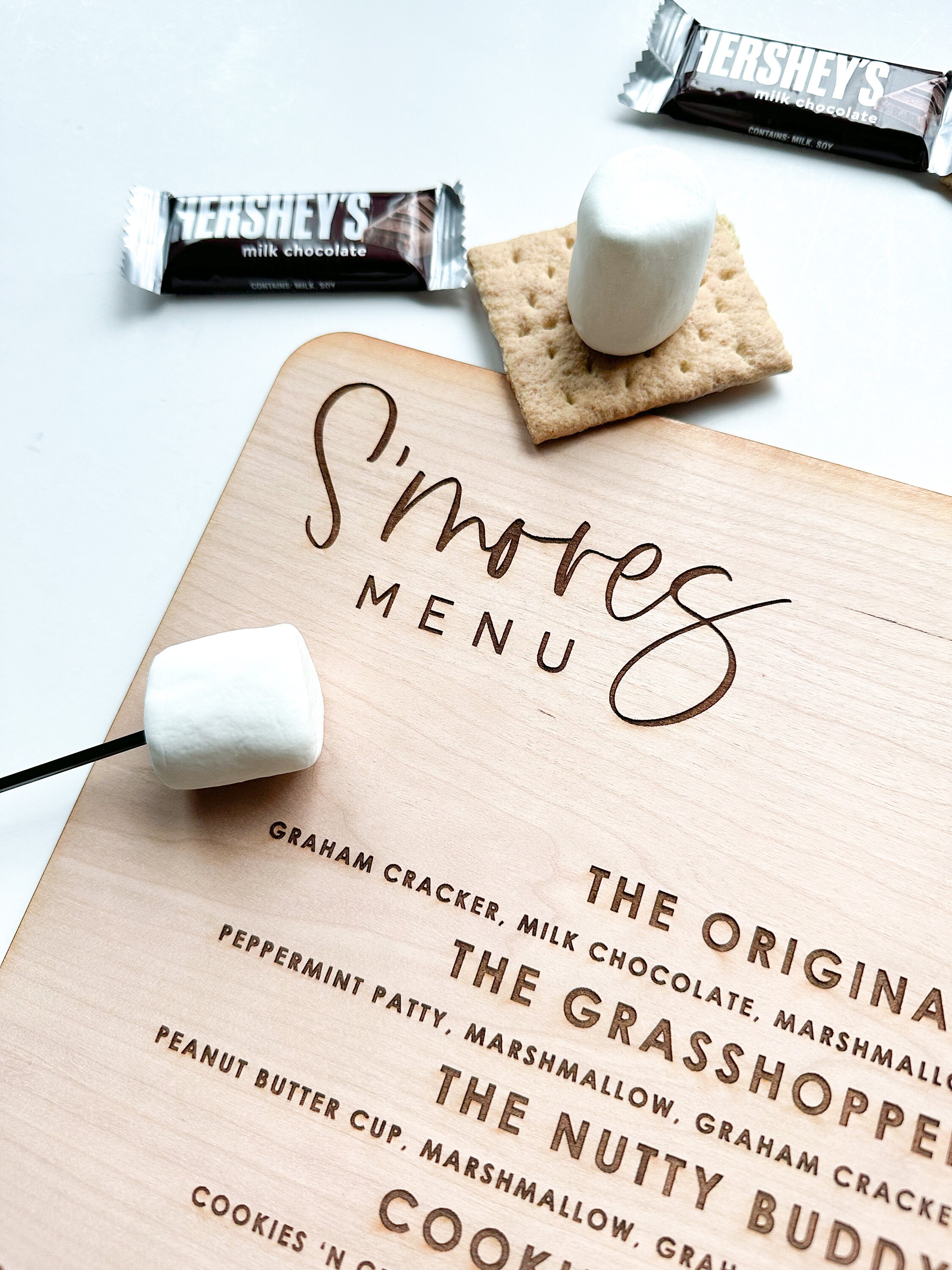 Wood Engraved S'more Menu Sign, Wedding Party Smore Dessert Station Bar ...