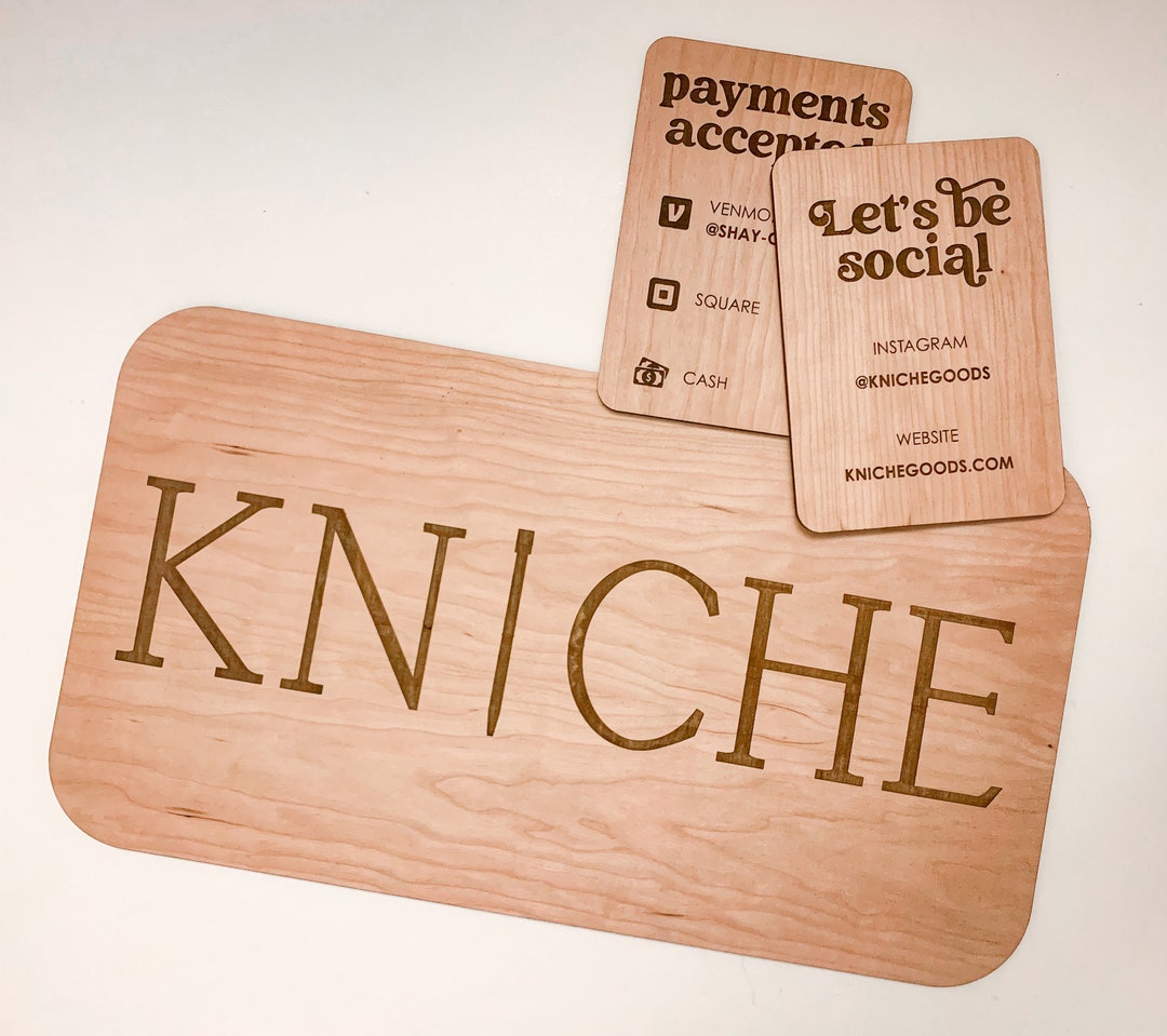 Personalized Business Social Media Branding Payment Wood Engraved Sign ...
