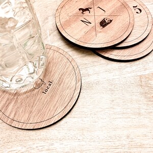 Custom Town Coasters, Set of 4 Wooden Engraved Coasters, Personalized ...