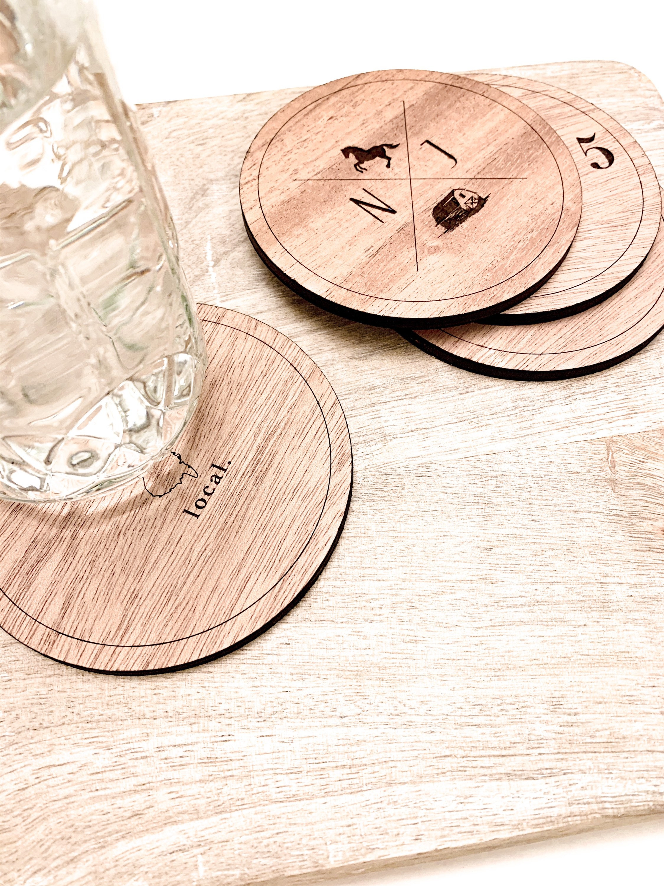 Custom Town Coasters, Set of 4 Wooden Engraved Coasters, Personalized ...