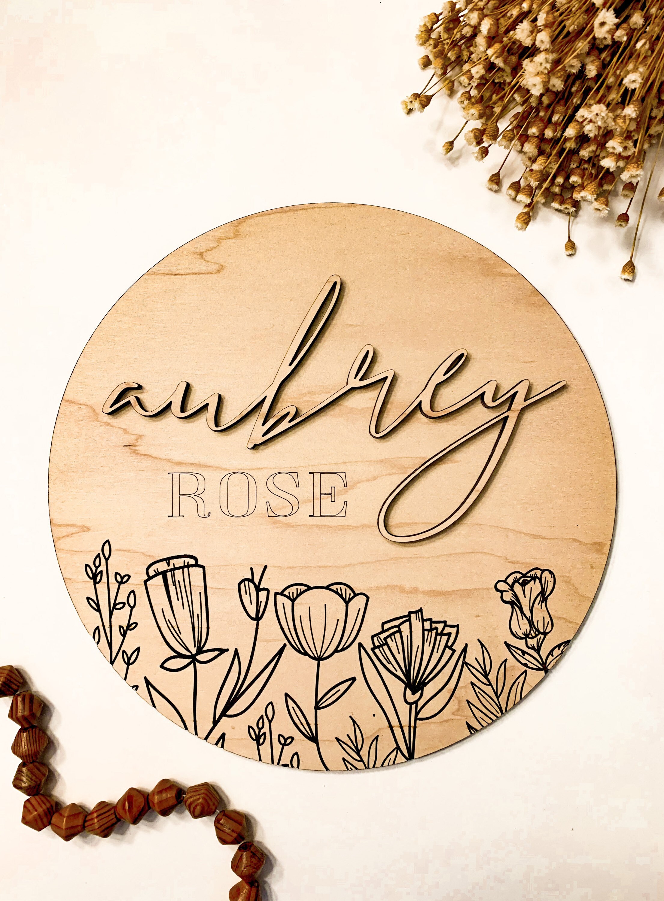 Baby Name Nursery Sign Custom Flower Name Sign Personalized - Etsy