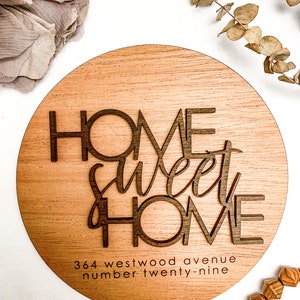 Home Sweet Home Wooden Sign, Custom Address Housewarming Gift, Door ...