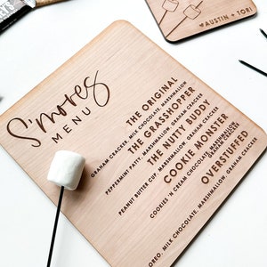 Wood Engraved S'more Menu Sign, Wedding Party Smore Dessert Station Bar ...