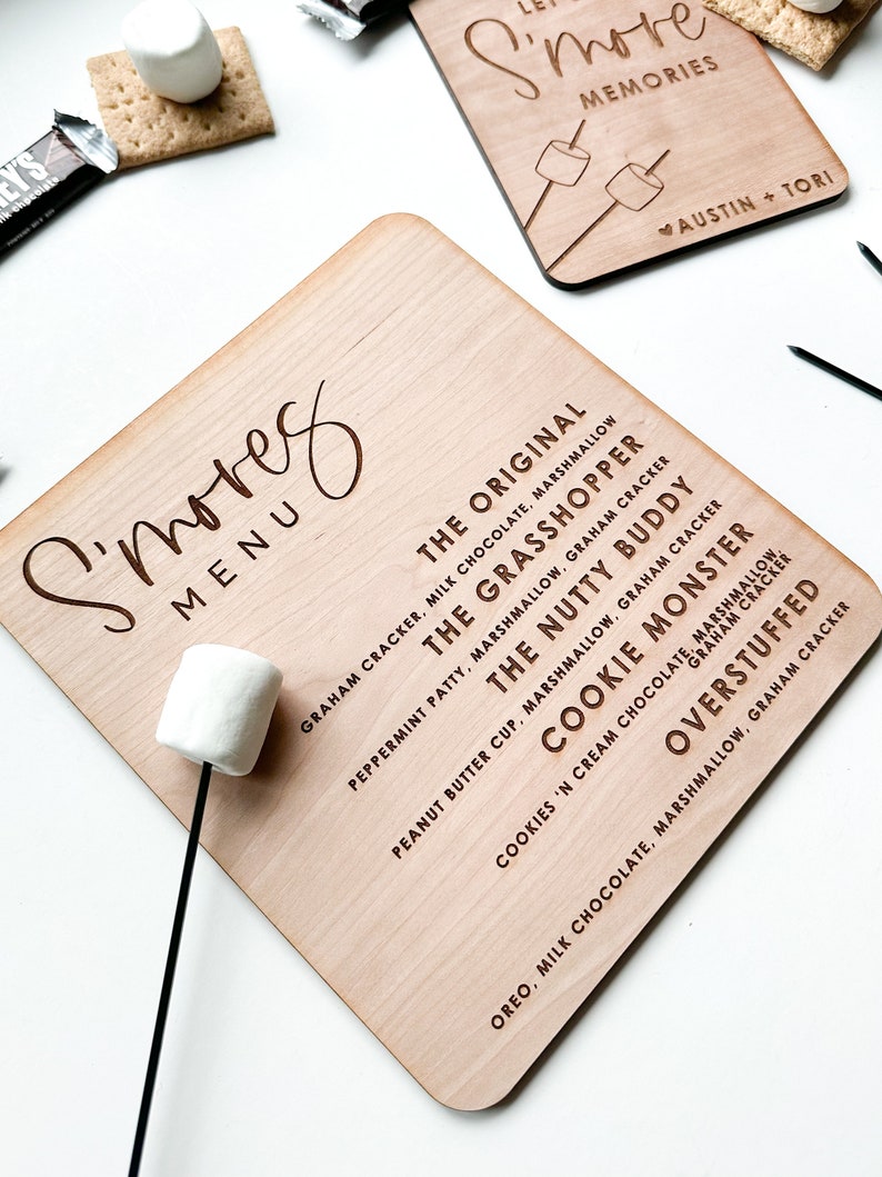 Wood Engraved S'more Menu Sign Wedding Party Smore - Etsy
