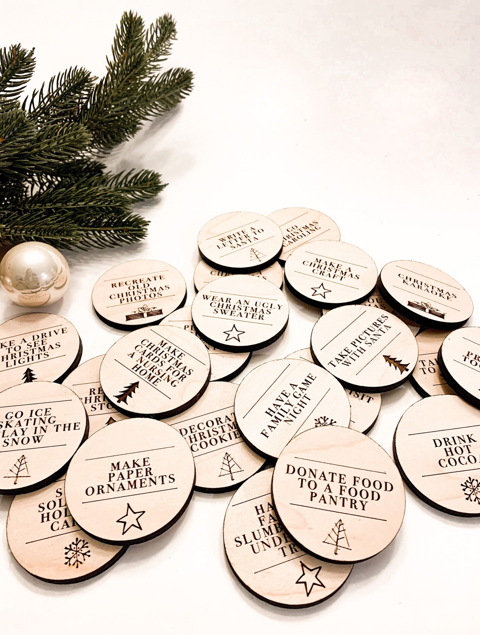 25 Days of Christmas Activity Tokens Advent Holiday - Etsy