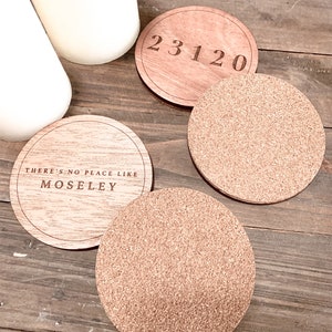 Custom Town Coasters, Set of 4 Wooden Engraved Coasters, Personalized ...