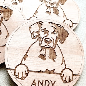 Personalized Dog Peaking Wooden Coaster Set, Custom Dog Coasters, Dog ...