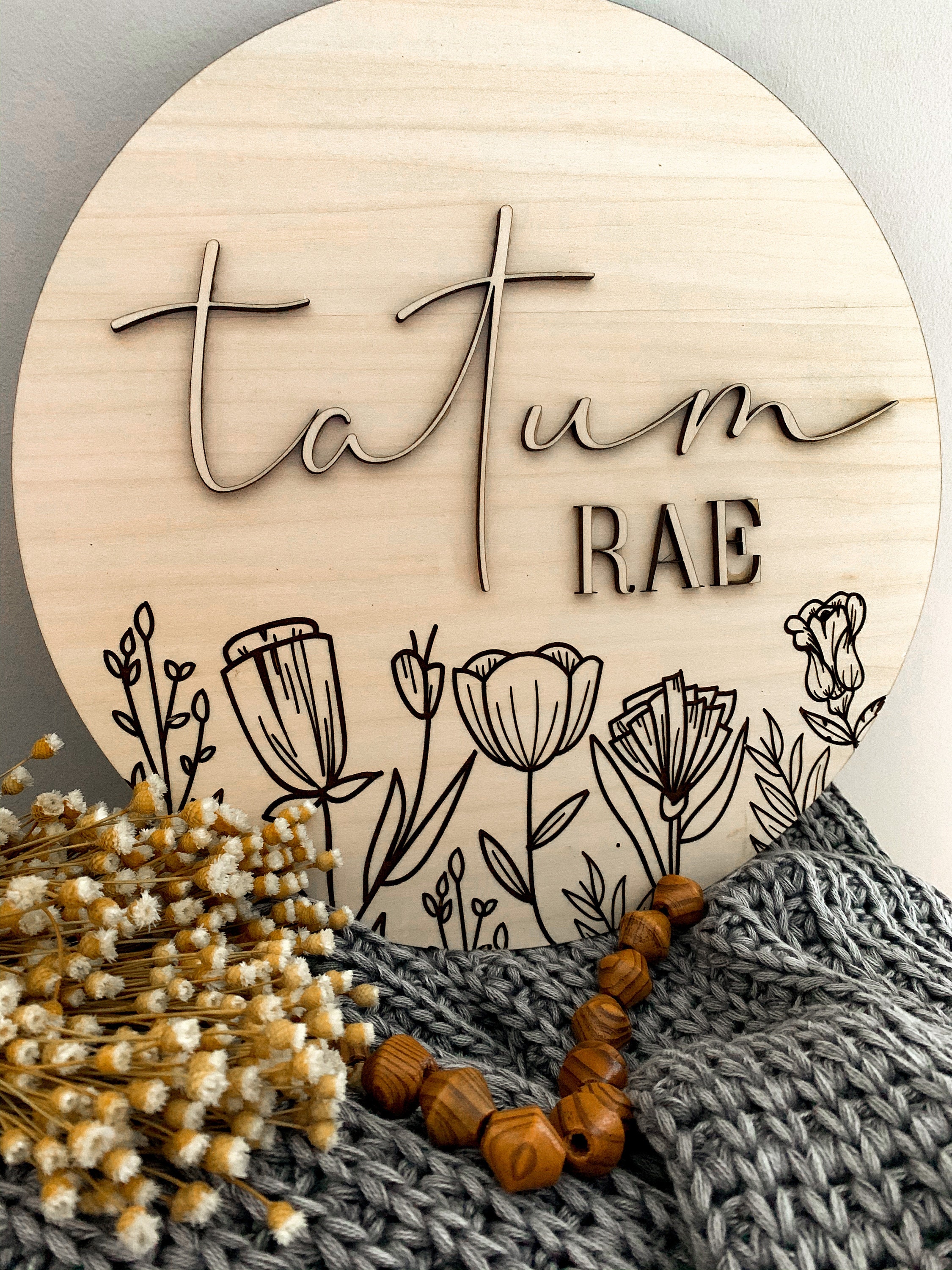 Baby Name Nursery Sign Custom Flower Name Sign Personalized - Etsy