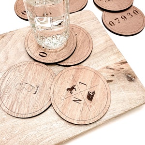 Custom Town Coasters, Set of 4 Wooden Engraved Coasters, Personalized ...