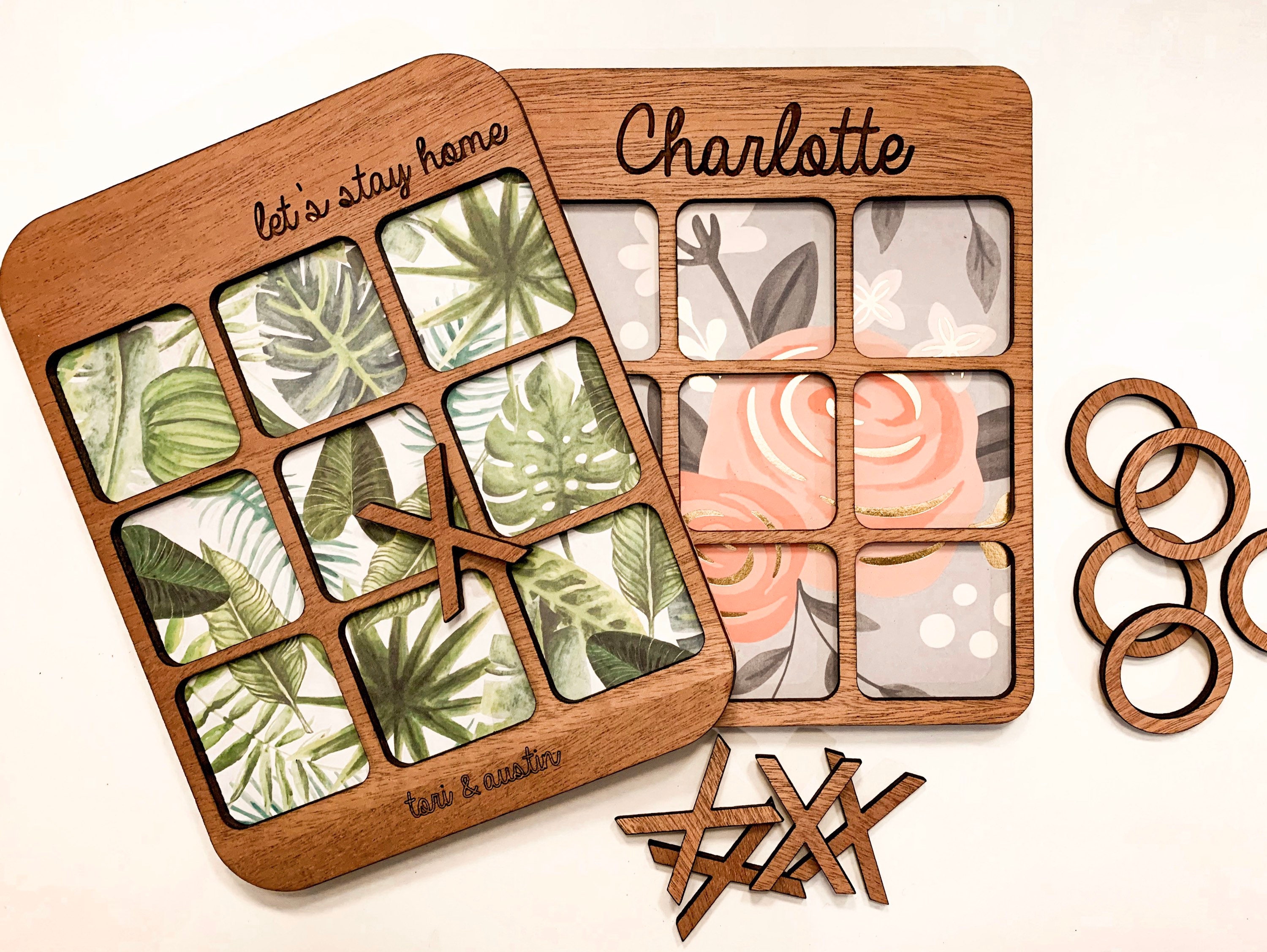 Personalized Wooden Tic Tac Toe Custom Board Game Family | Etsy