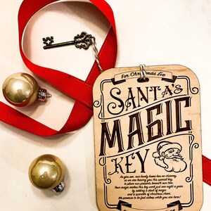Santa’s Magic Key, Wooden Engraved Father Christmas Key Tag, Skeleton ...